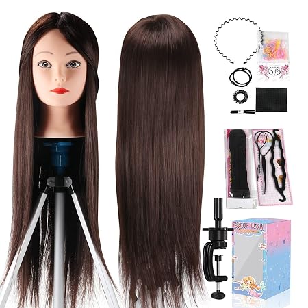 Amazon.com : Mannequin Head, Beauty Star 24" Chestnut Color Long Hair ...