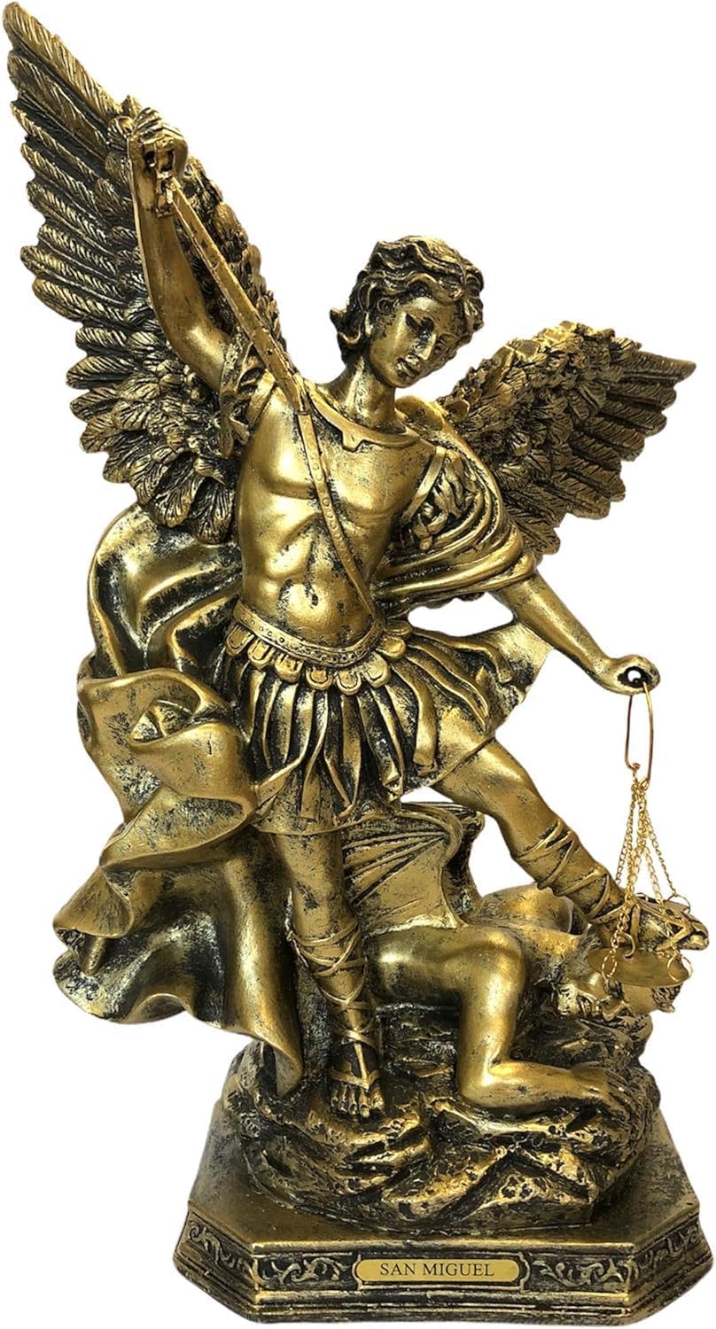 Amazon.com: Figura de estatua de bronce de Arcángel de San Miguel de 9 ...