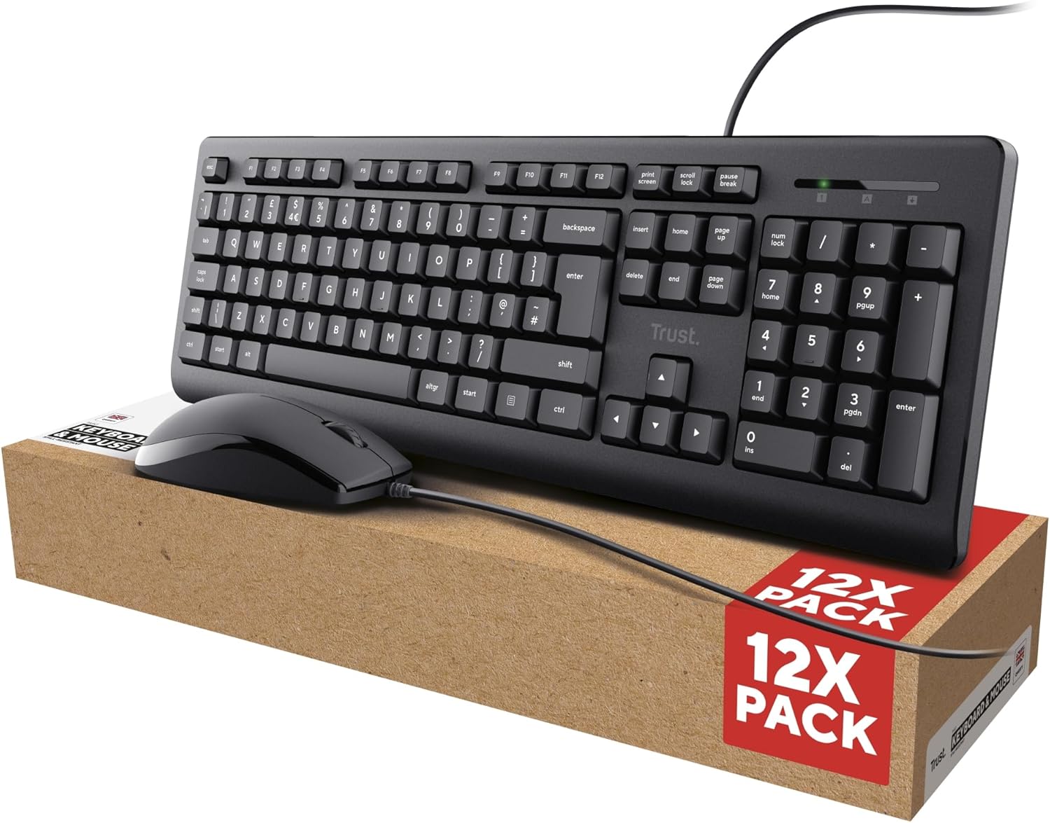 Trust Taro 12 Pack - 12x Wired Keyboard and Mouse Set - Qwerty UK ...