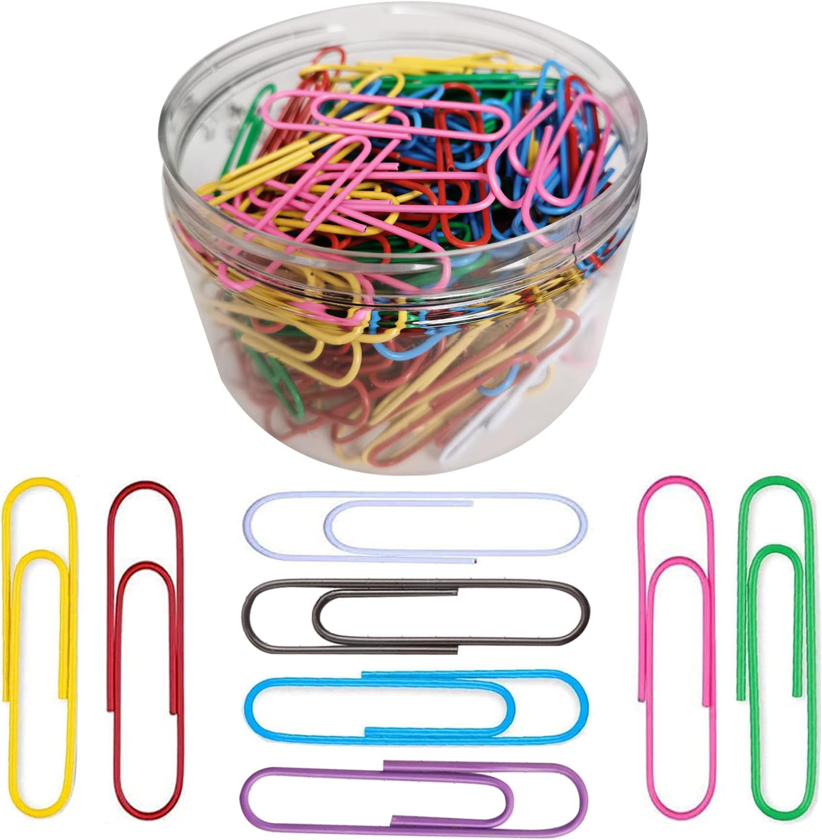 Vinaco Coloured Paper Clips 400 Pack, 33mm Paper Clips Medium & 50mm ...