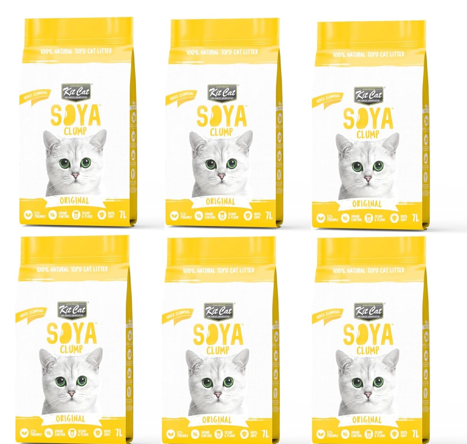 Kit Cat Soya Clump Soybean Litter - Original 7L-Pack of 6: Buy Online ...
