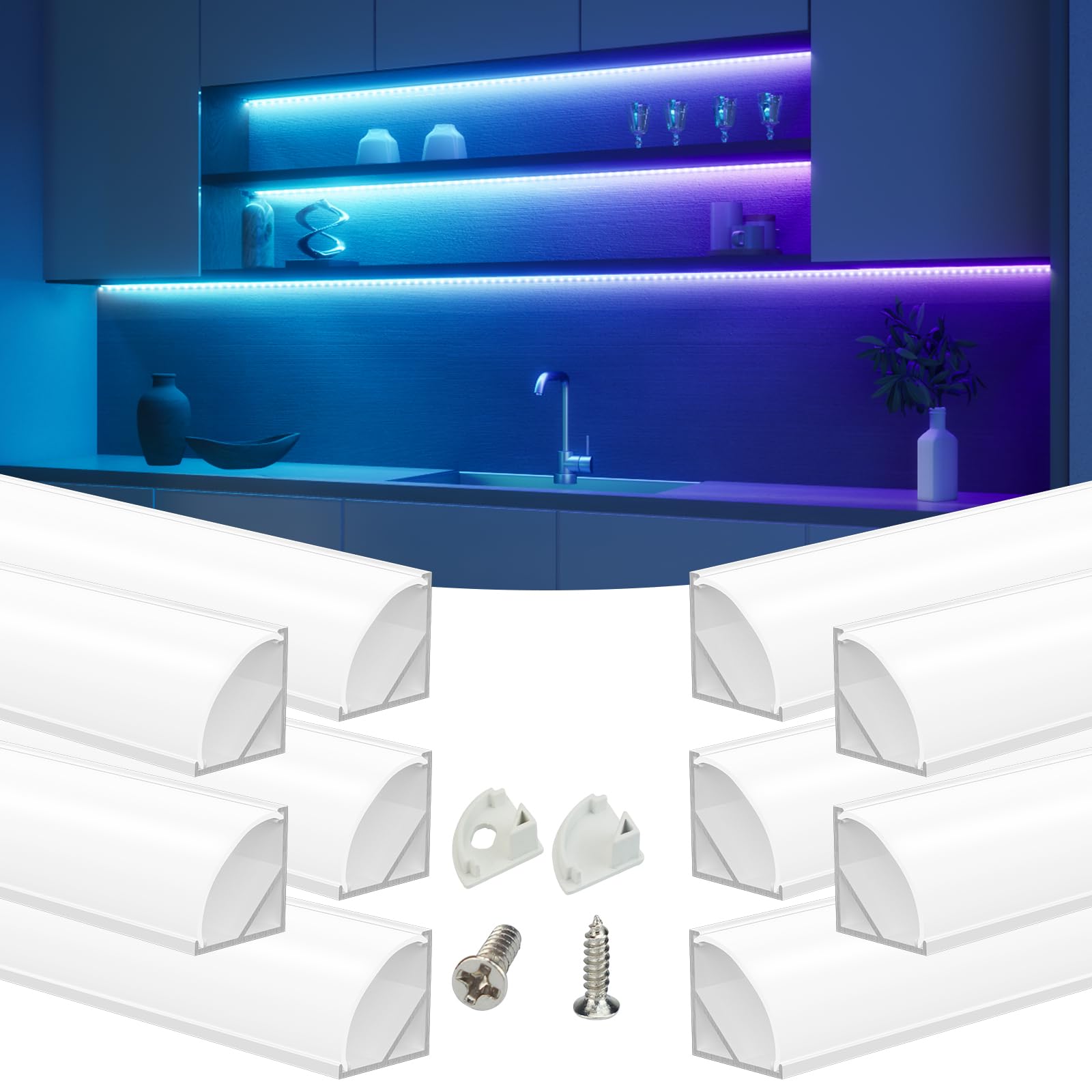 Muzata 10Pack 3.3FT/1M V-Shaped White LED Channel System with Milky ...