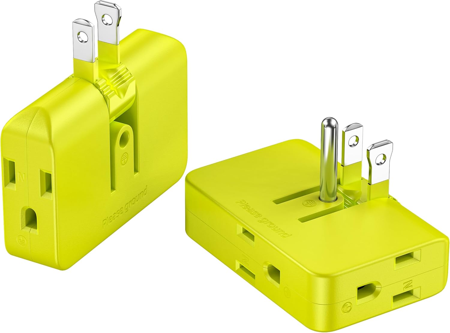 Amazon.com: 2 Pack Plug Splitter - 3 Prong Wall Adapter with 2 to 3 ...