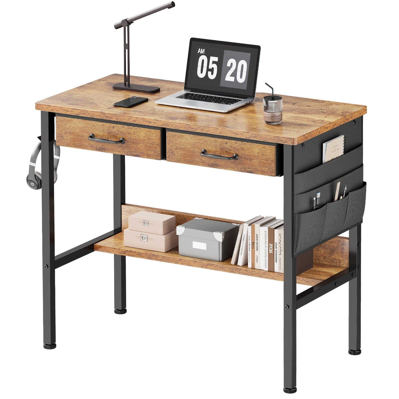 Amazon.com: Maihail Small Desk with Drawers for Bedroom, Small Vanity ...