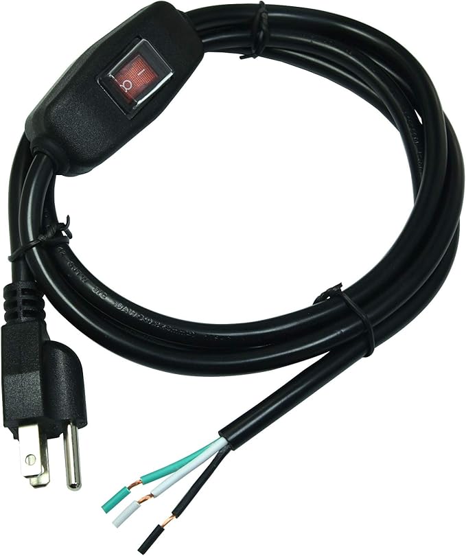 Amazon.com: FILSHU 6ft 18 Gauge 3 Prong AC Power Cord Cable with on Off ...