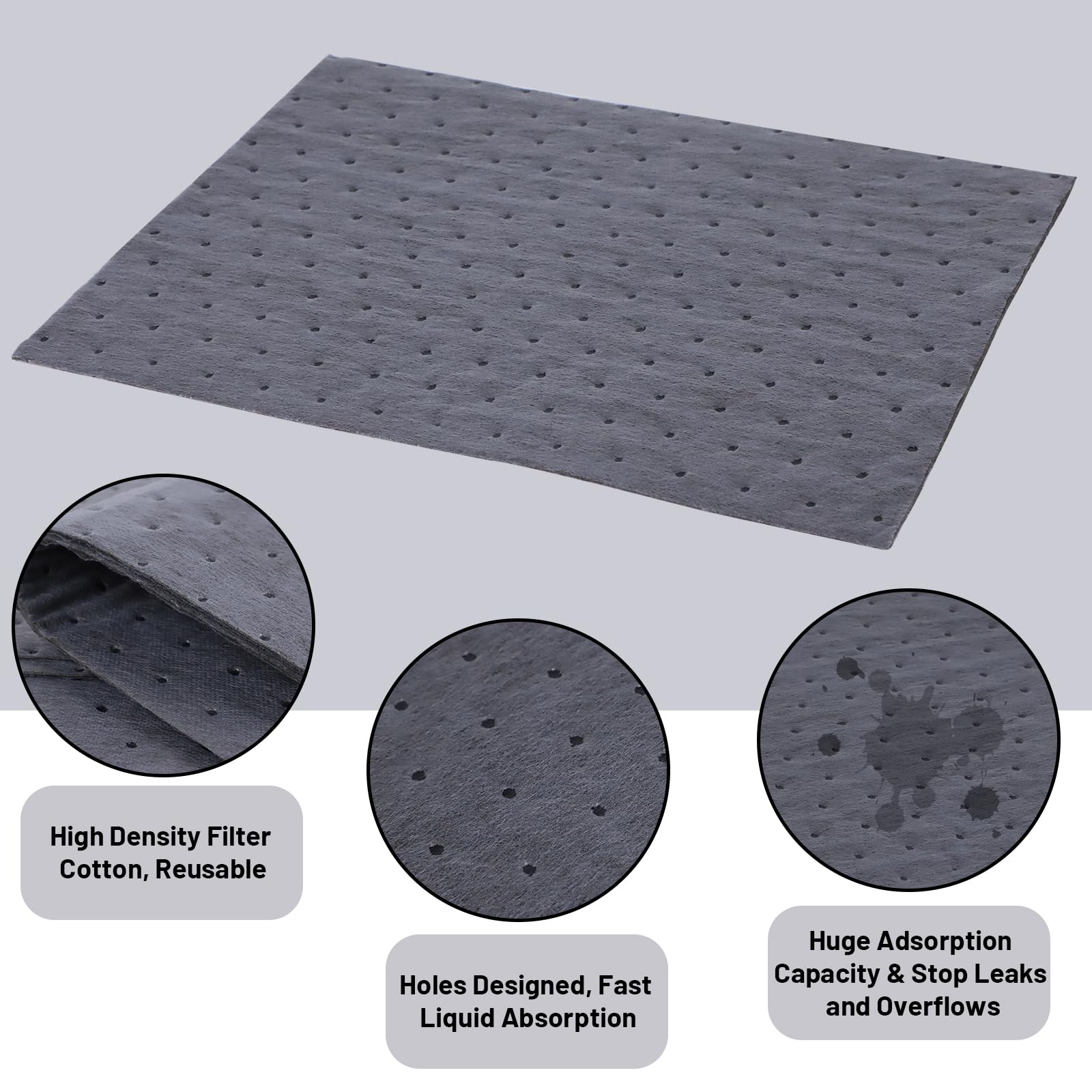 Snapklik.com : 100 PCS Oil Absorbent Pads - 13"x10" Super Oil Spill ...