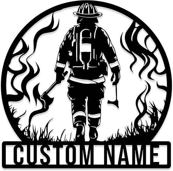 Amazon.com: Custom Fireman Name Metal Sign,Personalized Firefighter ...