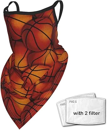 Basketball Unisex Face Scarf Neck Gaiter With Ear Loops Balaclava Dust ...