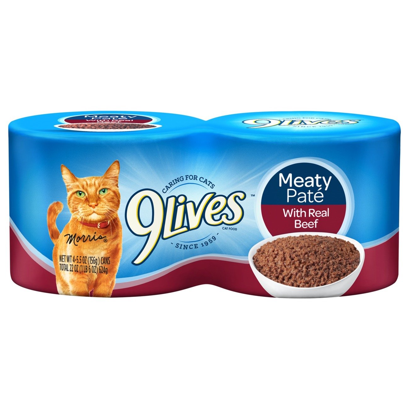 Amazon.com : 9Lives Meaty Paté With Real Beef Wet Cat Food, 5.5 Ounce ...