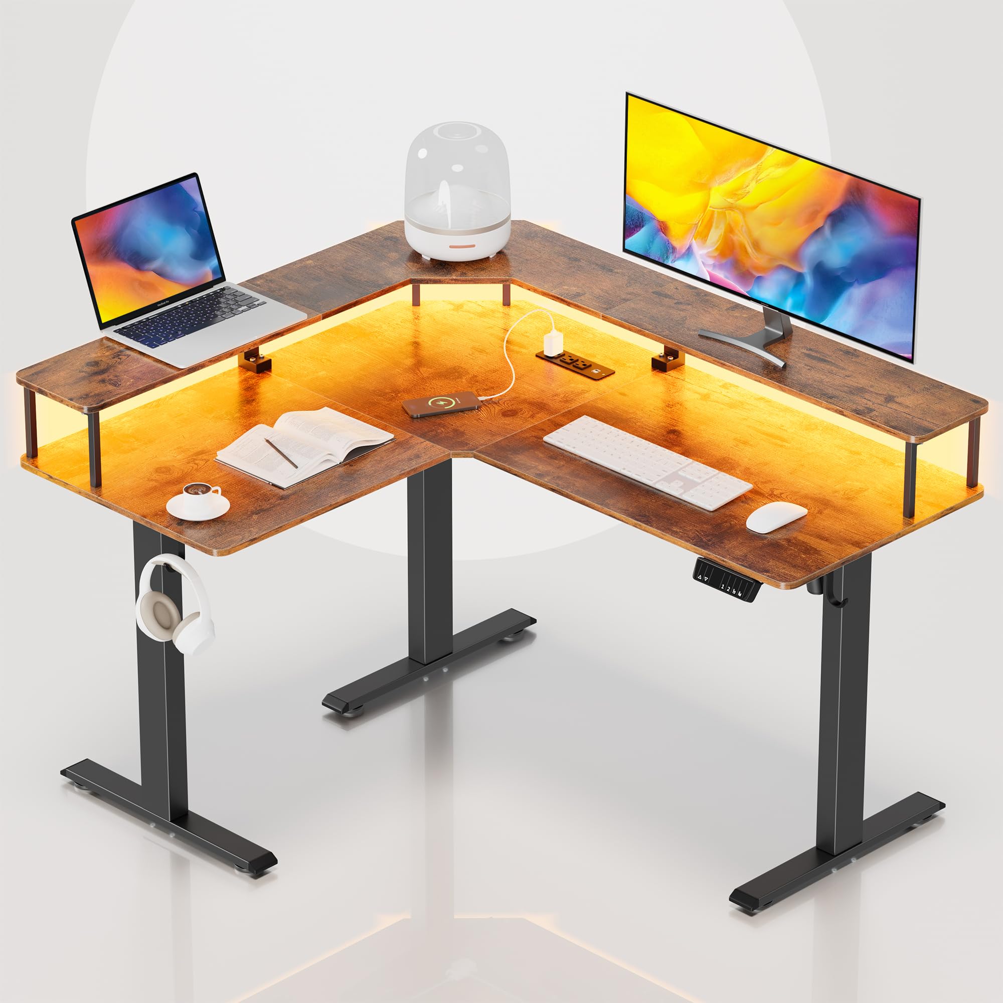 Amazon.com: Mr IRONSTONE L Shaped Electric Standing Desk Height ...