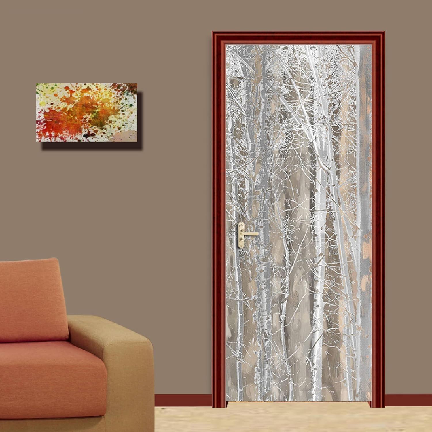 Door Stickers Decor Pink Peony Flower 90 X 210 Cm 3D Door Decal Bedroom ...