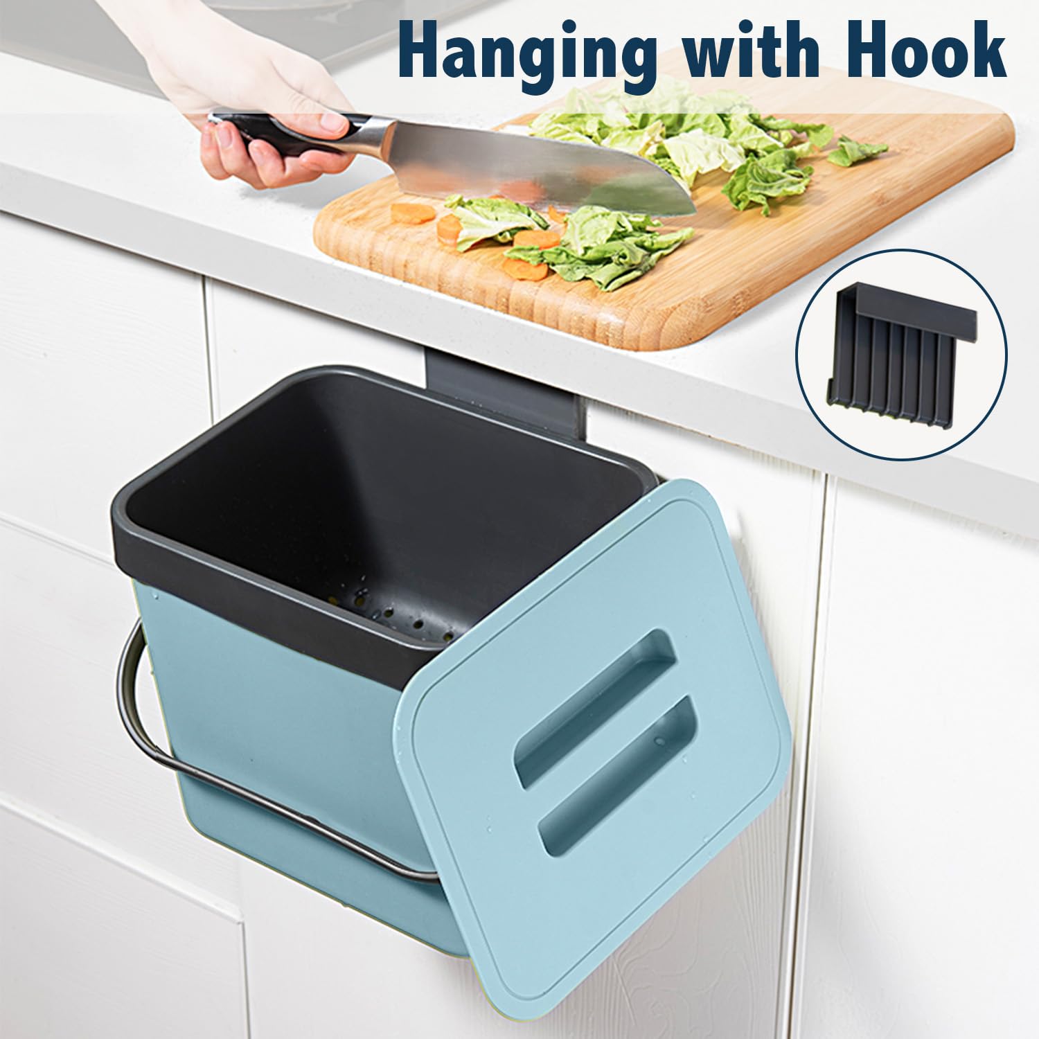 Snapklik.com : Compost Bin Kitchen, 7L Wall-Mounted Under Sink Small ...