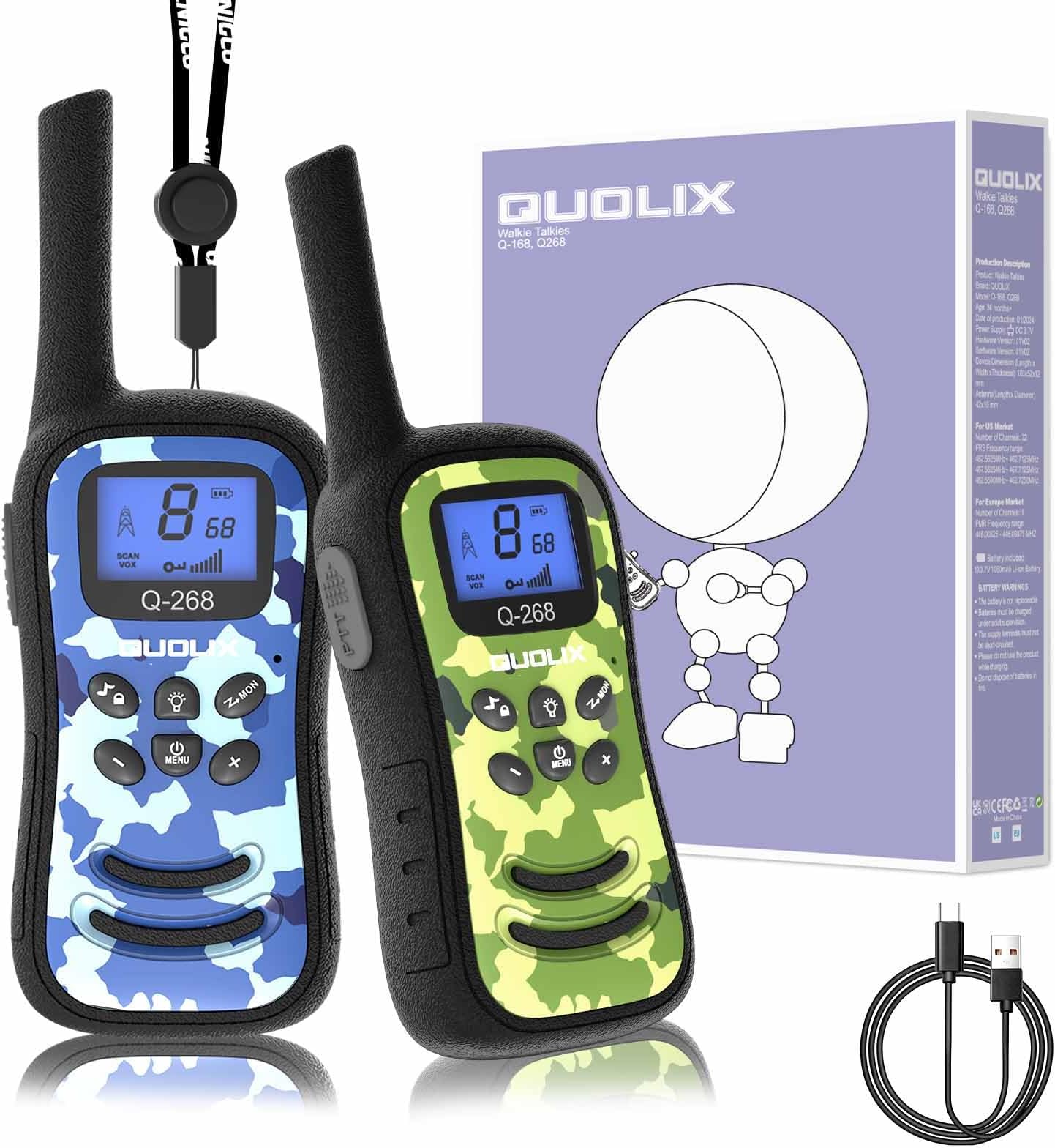 QUOLIX Walkie Talkies for Kids, Camouflage Kids Walkie Talkies for 3-12 ...