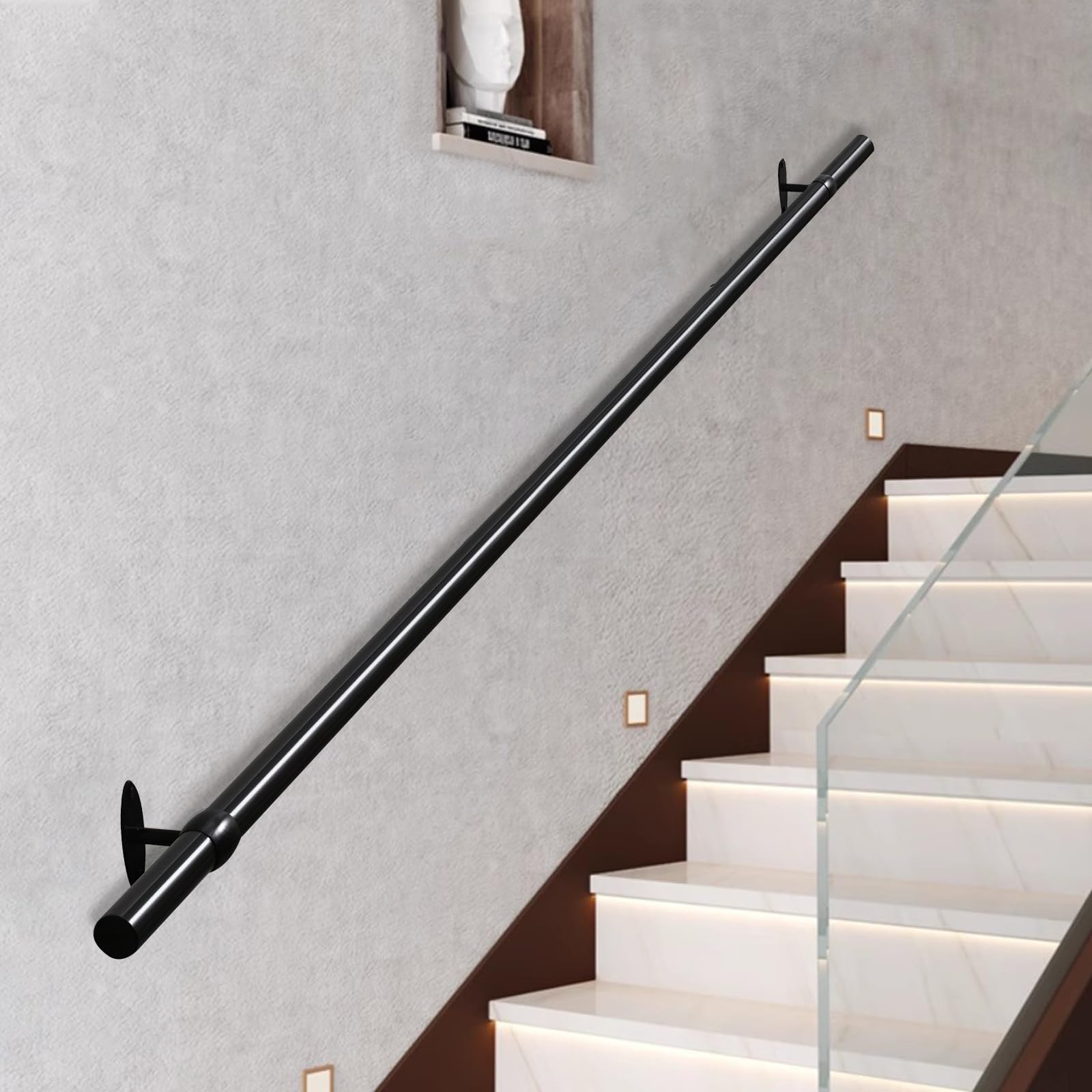 3.3ft Staircase Handrail Black Pipe Handrail, Metal Hand Rails for ...