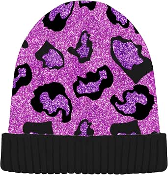 YIMKhome Leopard Pink Glitter Sparkling Beanie Hats for Men Women ...