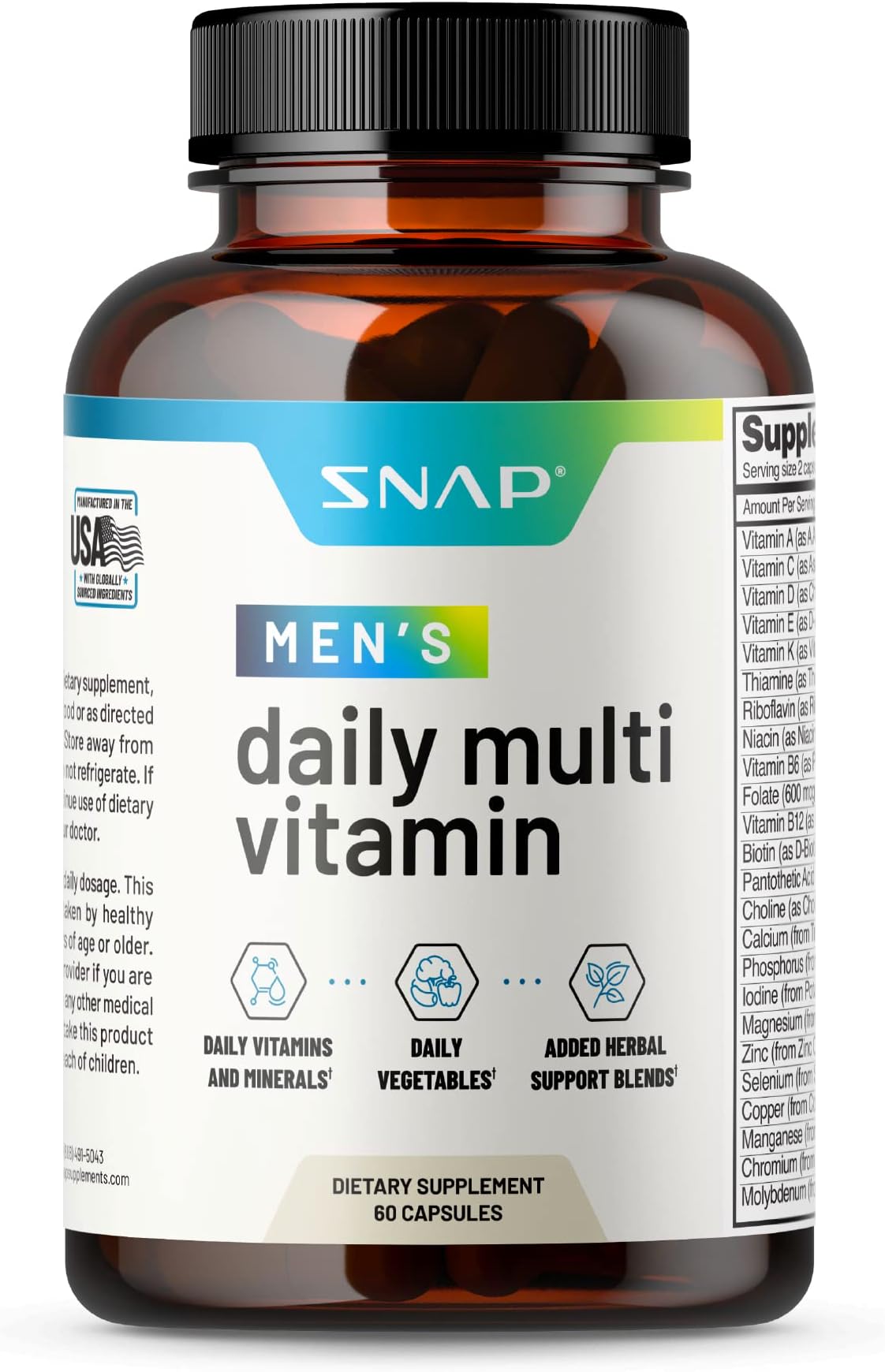 Amazon.com: Snap Supplements Men's Multivitamins - Daily Vitamins ...