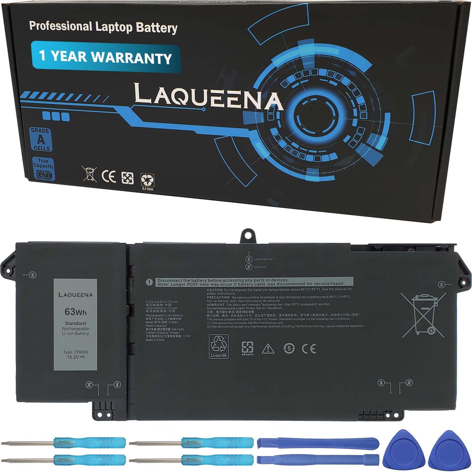 Amazon.com: 7FMXV 63Wh Laptop Battery Replacement for Dell Latitude ...