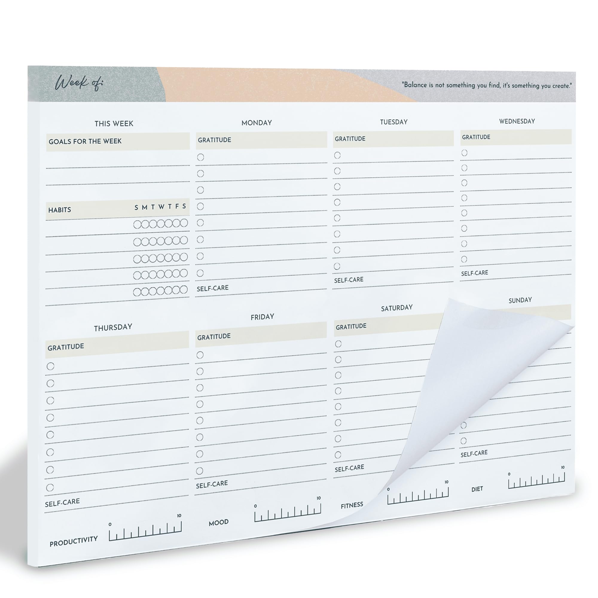 Snapklik.com : Nook Theory 8.5" X11" Weekly Task Planner Pad Tear Off ...