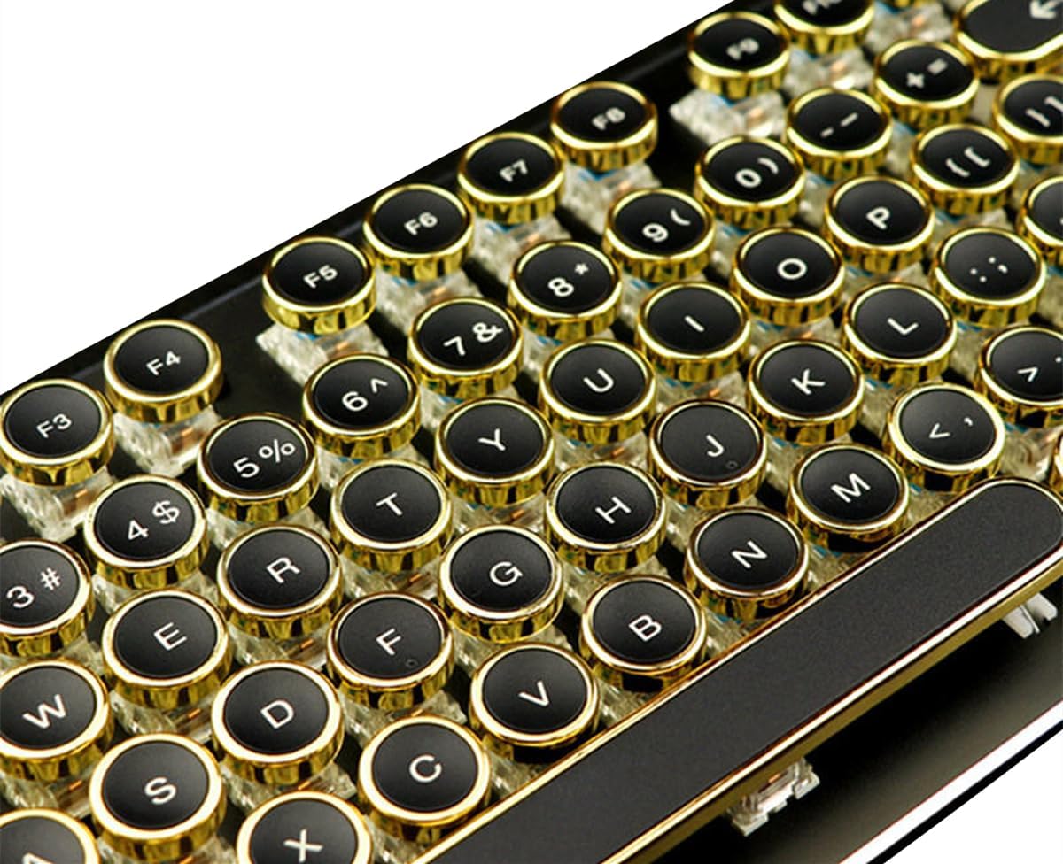 Amazon.com: Black Golden Keycaps for Gaming Keyboard, Steampunk Round ...