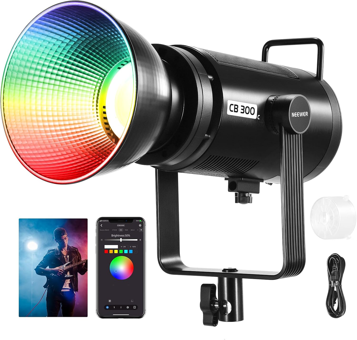 Amazon.com : NEEWER 300W RGB LED Video Light with Reflector, APP/2.4G ...