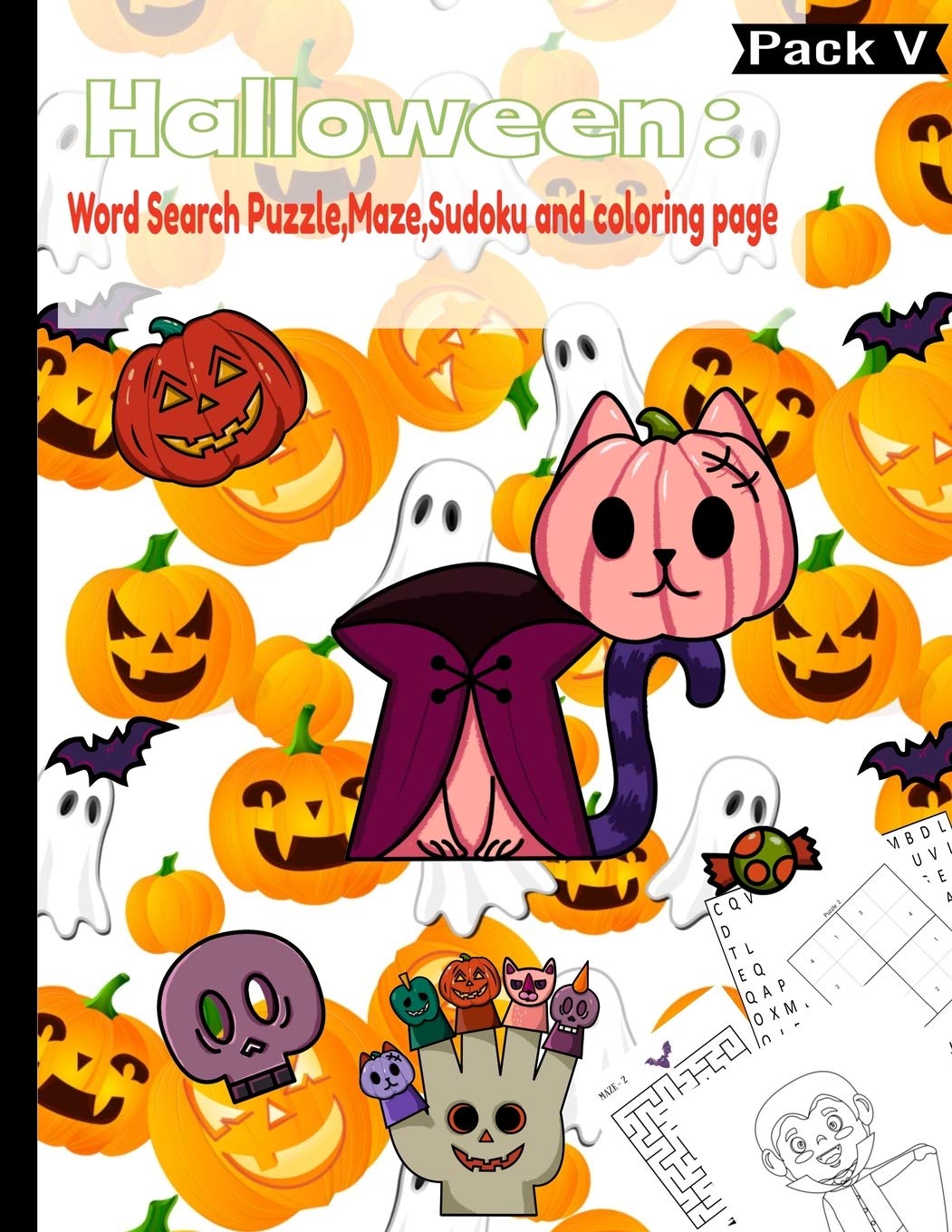 Halloween Word Search Puzzle Maze Sudoku And Coloring Page Book ...