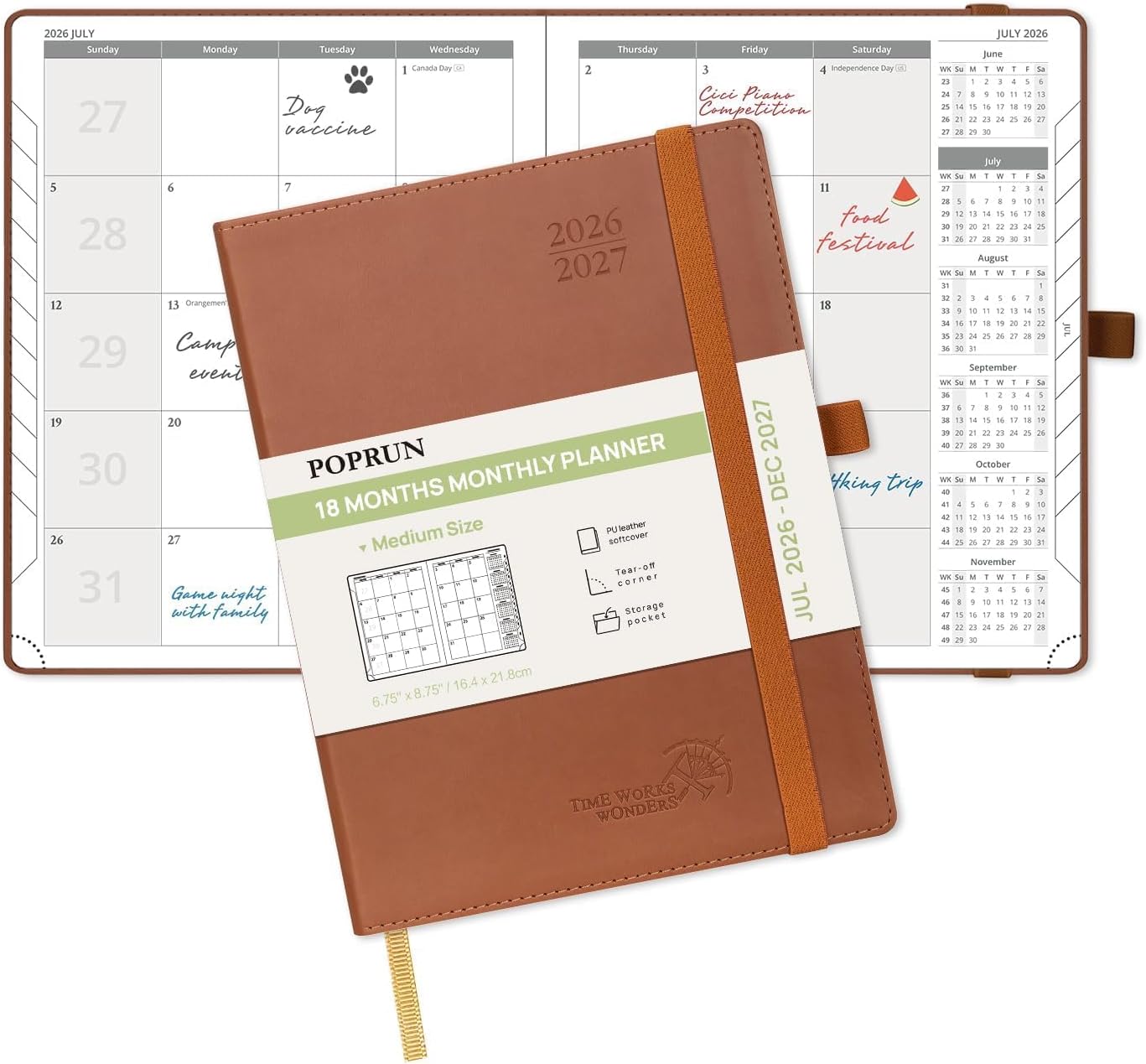 Amazon.com : POPRUN Monthly Planner 2026-2027 (Medium- 6.5'' x 8.5 ...