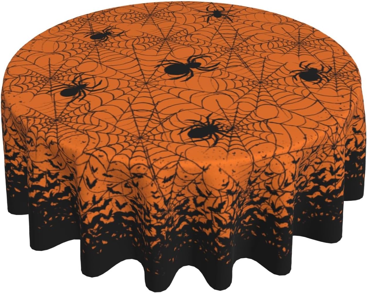 Amazon.com: Aytipun Halloween Tablecloth Round, Black Orange Spiderweb ...