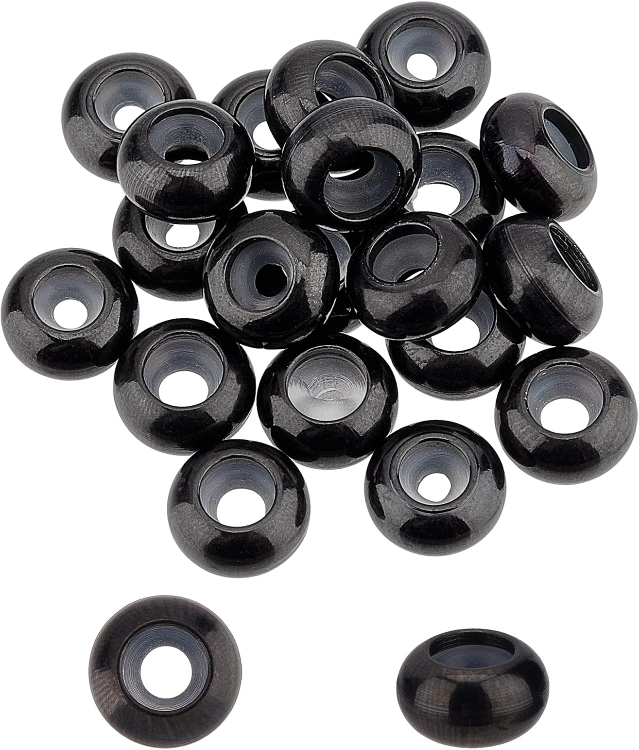 UNICRAFTALE 20 x Stainless Steel Slider Beads 6 mm Black Slide Beads ...