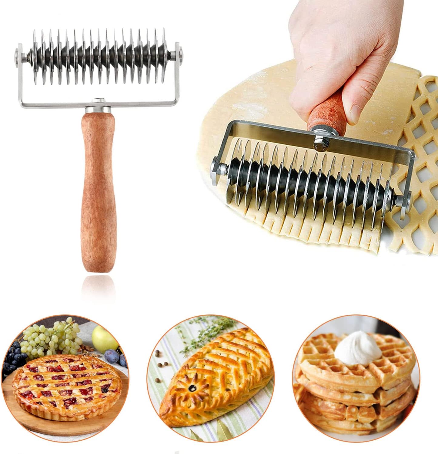 Amazon.com: AMPSEVEN Pastry Lattice Roller Cutter - Stainless Steel ...
