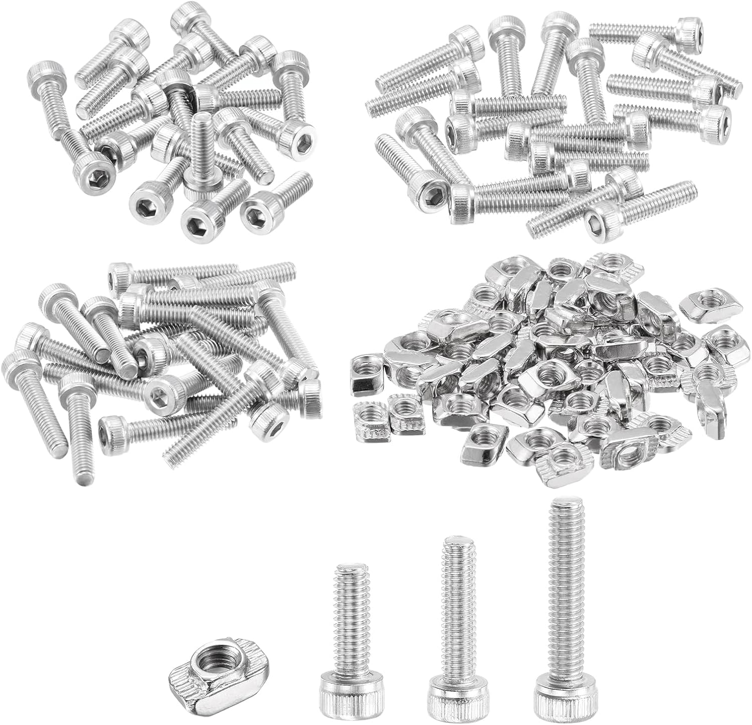 Amazon.com: uxcell M4 120Pcs T Nuts Sliding T Slot Nut T-Nuts Screws ...