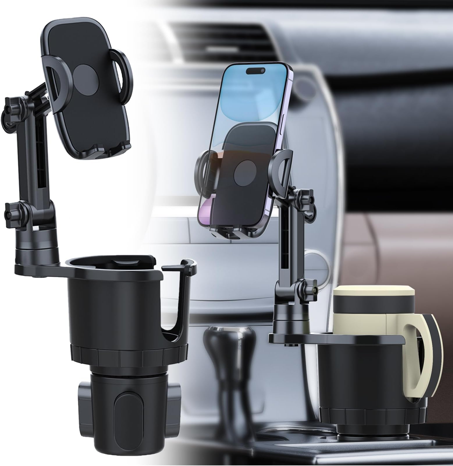 Amazon.com: Gezoark Cup Holder Phone Mount for Car, Upgraded 2 in 1 Car ...