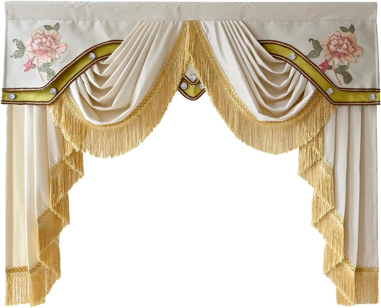 Amazon.com: TIYANA European Style Luxury Waterfall Beige Valance Living ...