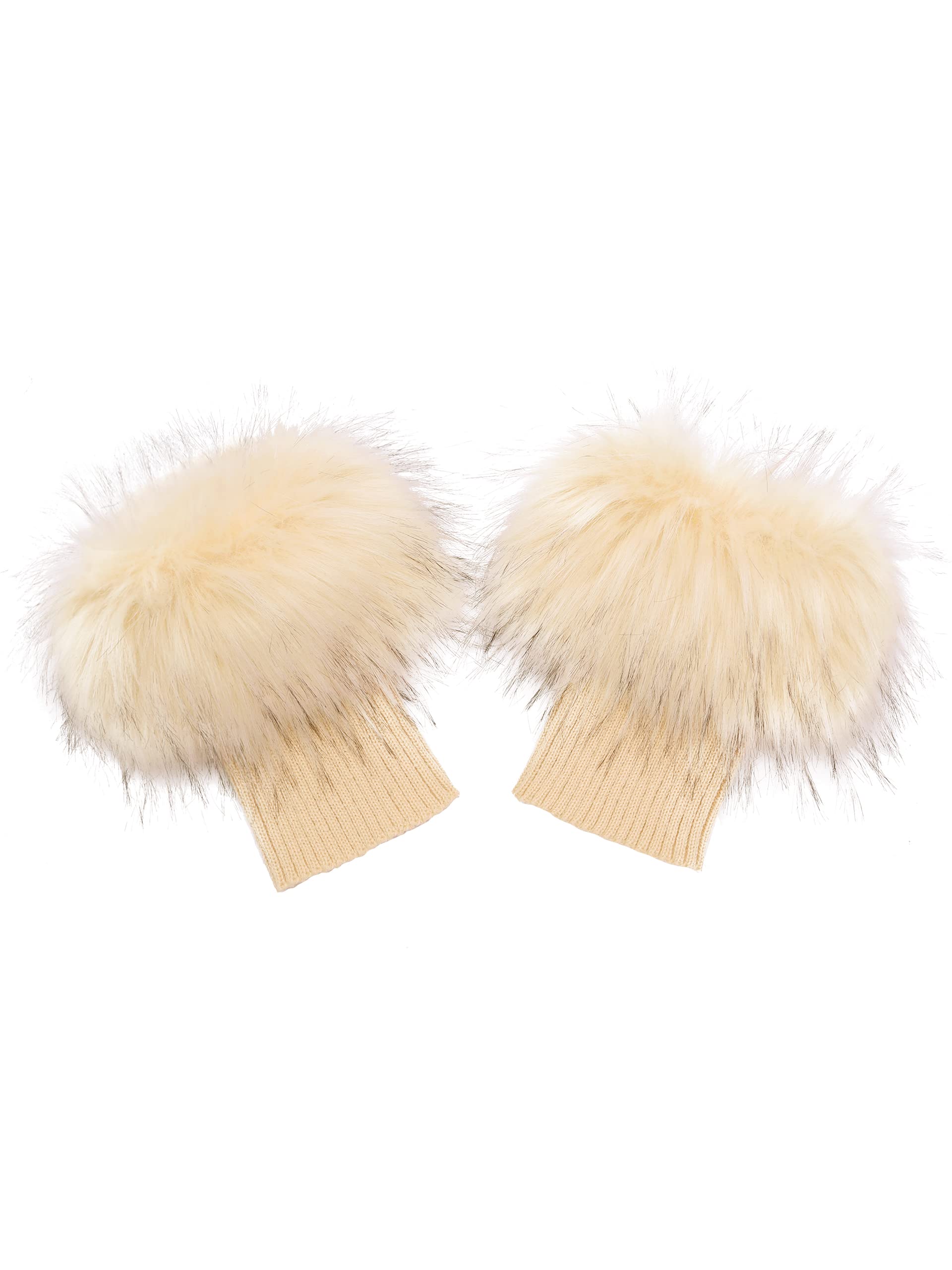 LA CARRIE Women Faux Fur Plush Leg Warmers Short Furry Fuzzy Leg Cuffs ...