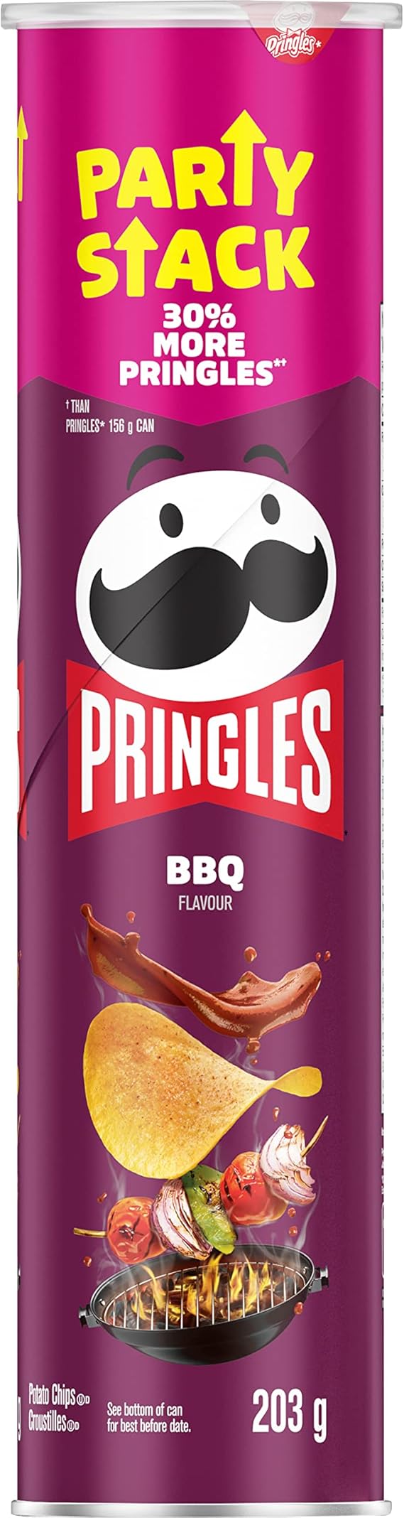 Pringles Mega Can BBQ Flavour Potato Chips, 203 Grams : Amazon.ca ...