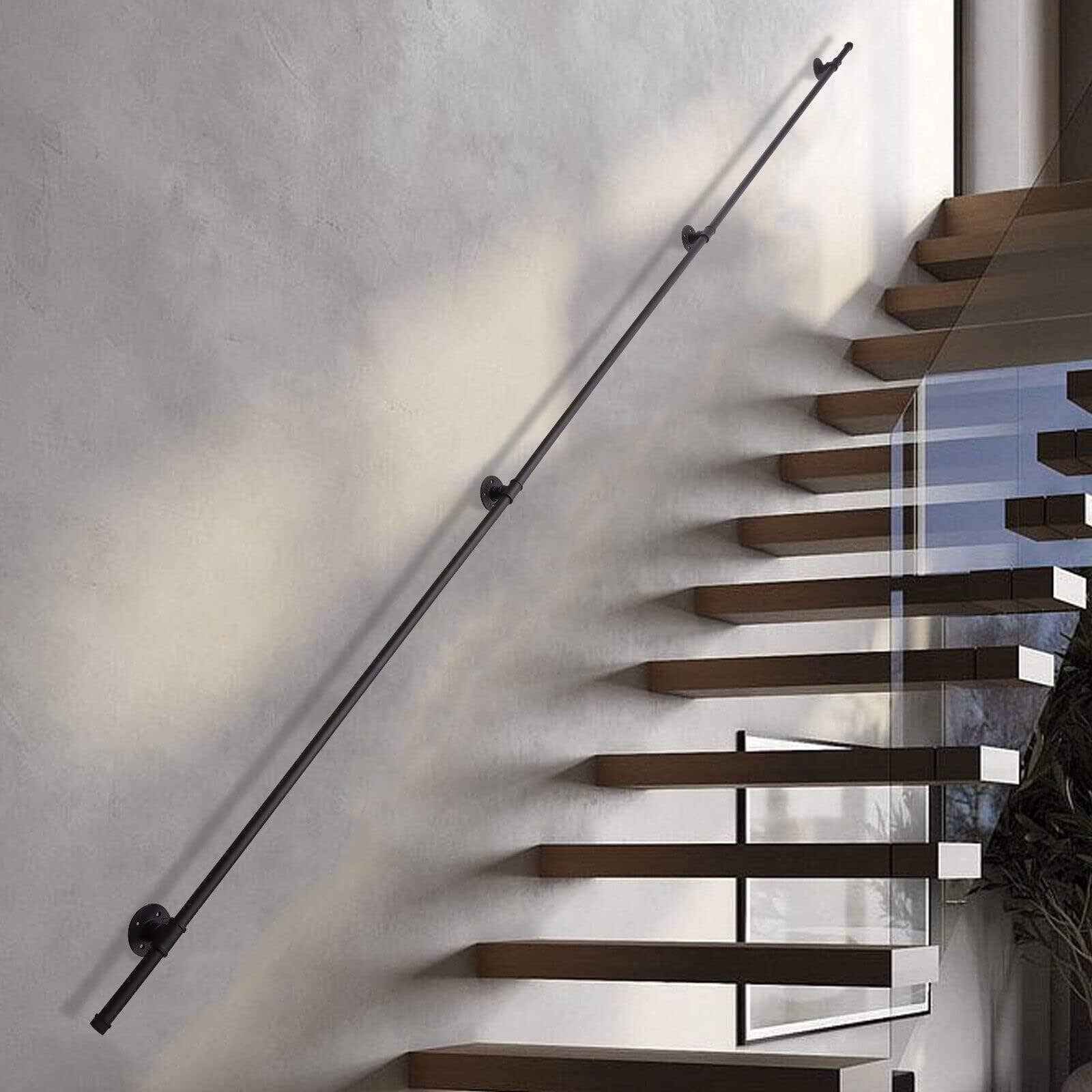 10/11/12/13 FT Black Staircase Handrail Wall Mount Banister Hand ...