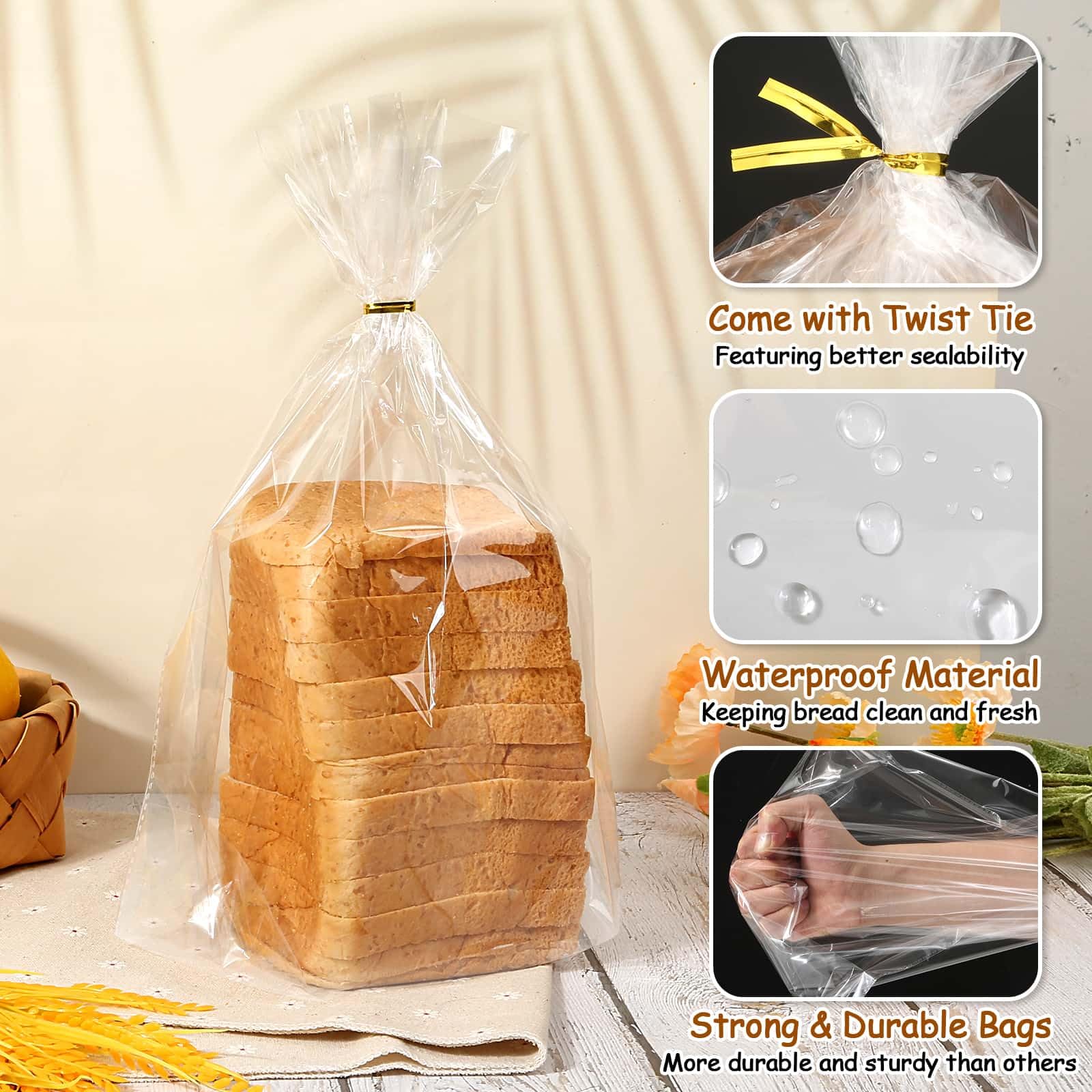 Snapklik.com : Bread Bags, 120 Pack Sourdough Bags For Homemade Bread ...