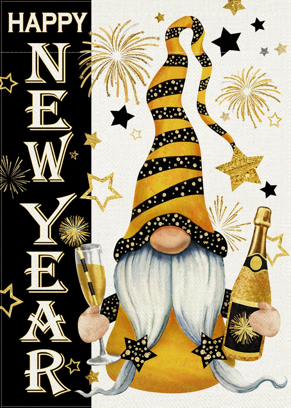 Amazon.com : Covido Happy New Year Gnome Decorative Garden Flag ...