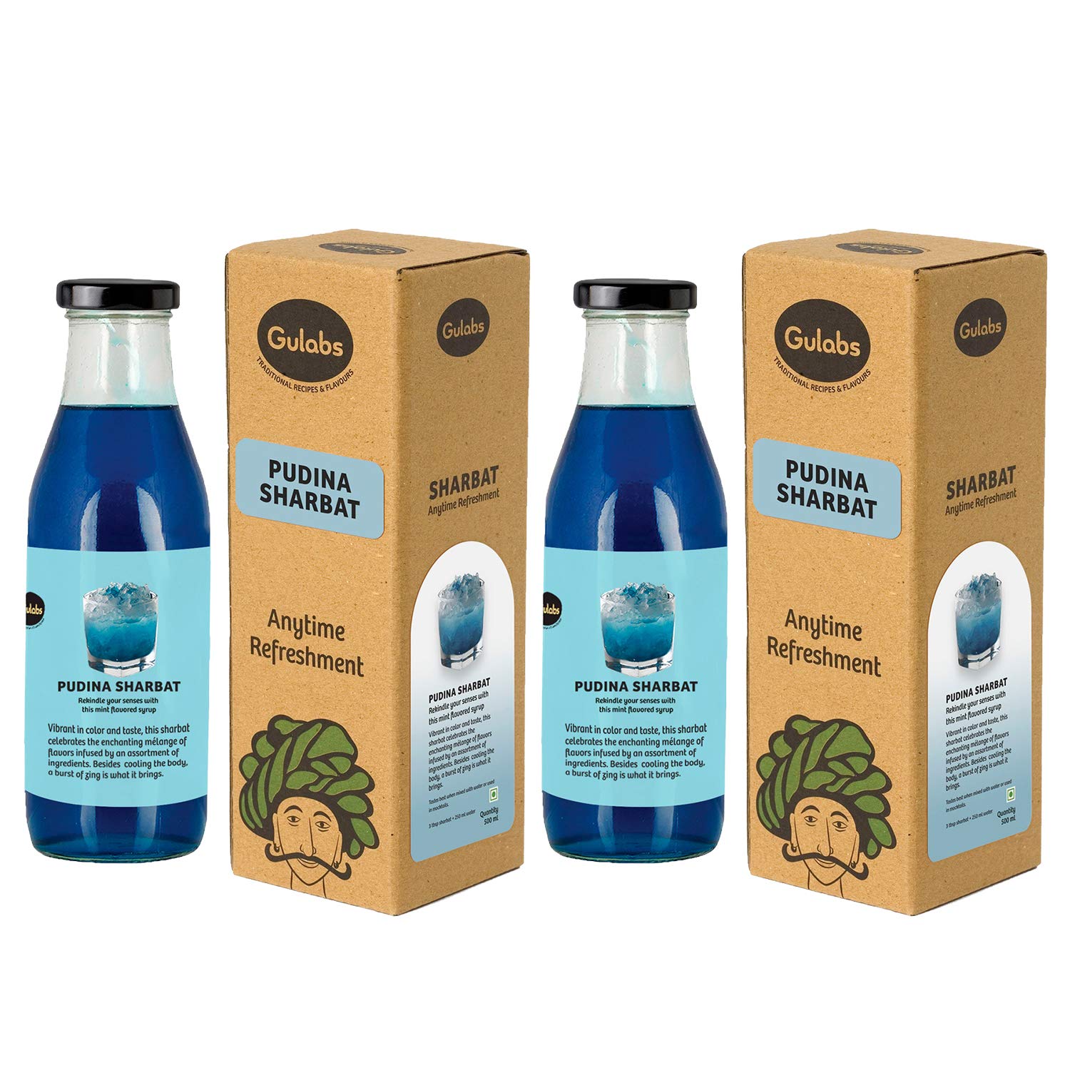 Gulabs Pudina Mint lemon syrup for sharbat, mocktails, cocktails (Pack ...