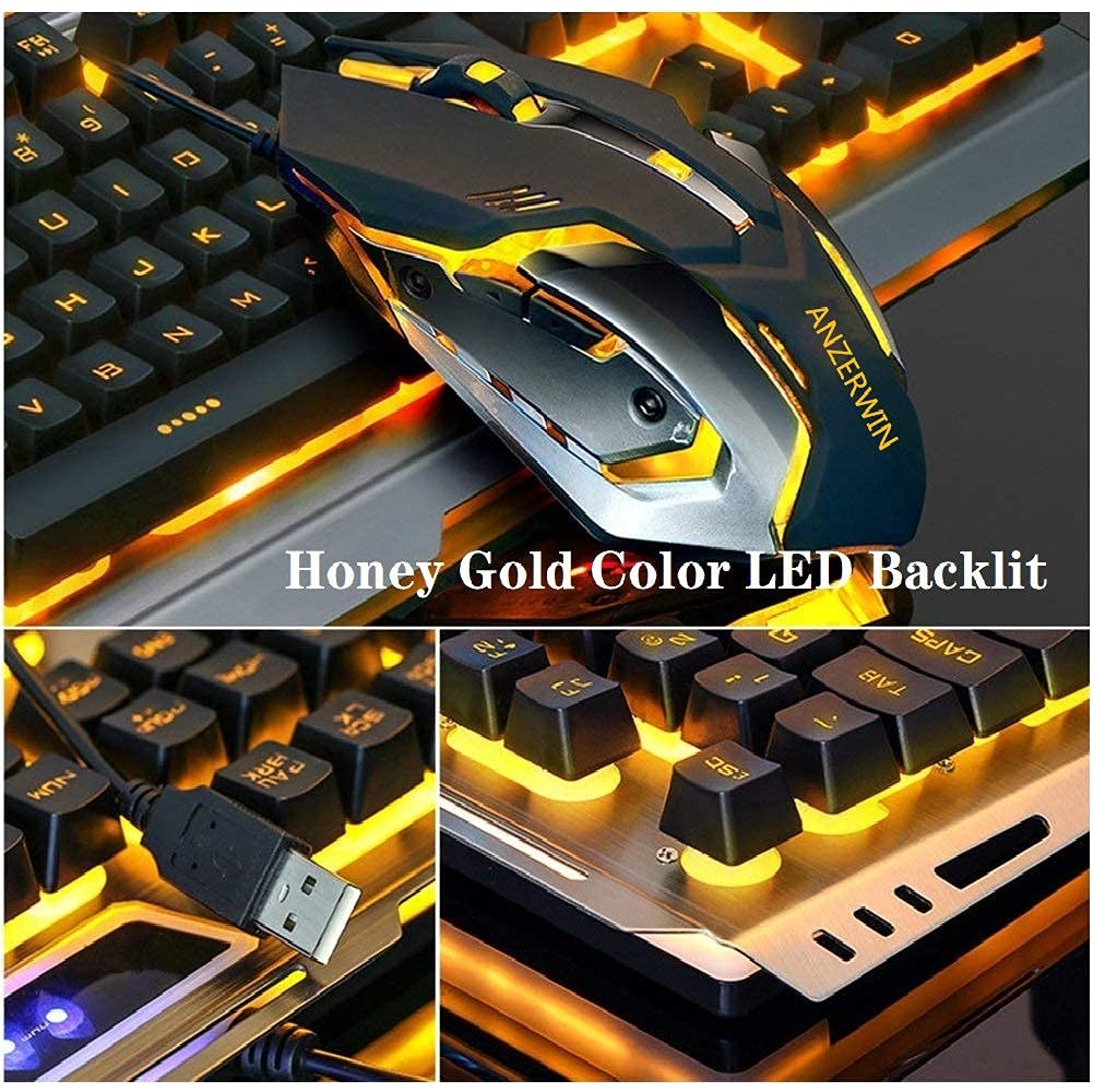 Buy Gaming Keyboard and Mouse Combo Orange Yellow Backlit,LED Backlight ...
