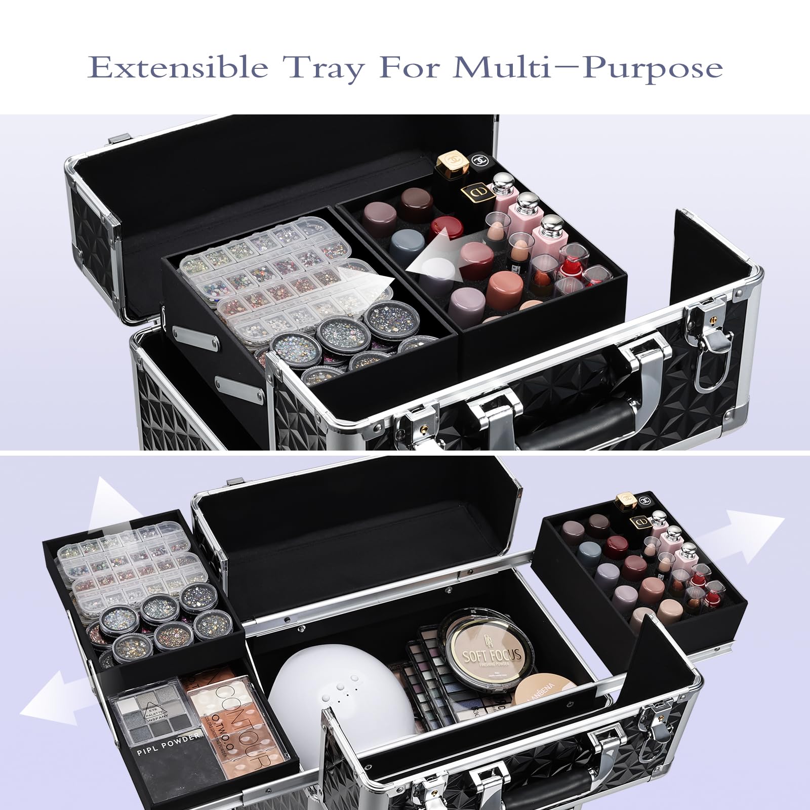 Snapklik.com : Costravio Rolling Makeup Train Case, Large Storage ...