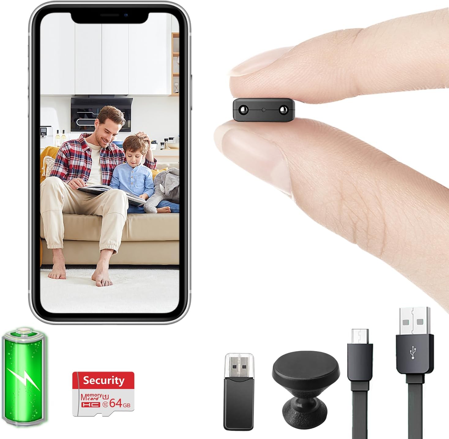 Amazon.com : 【Free 64G】 Smallest Wireless WiFi Battery Camera,HD1080P ...