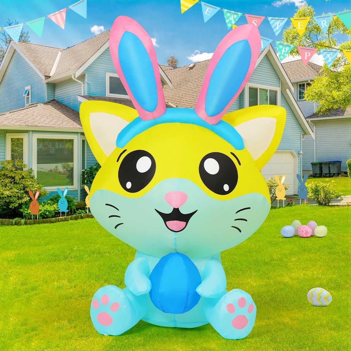 Amazon.com: GOOSH 5.2 FT Easter Inflatable Chicken Outdoor Decoration ...