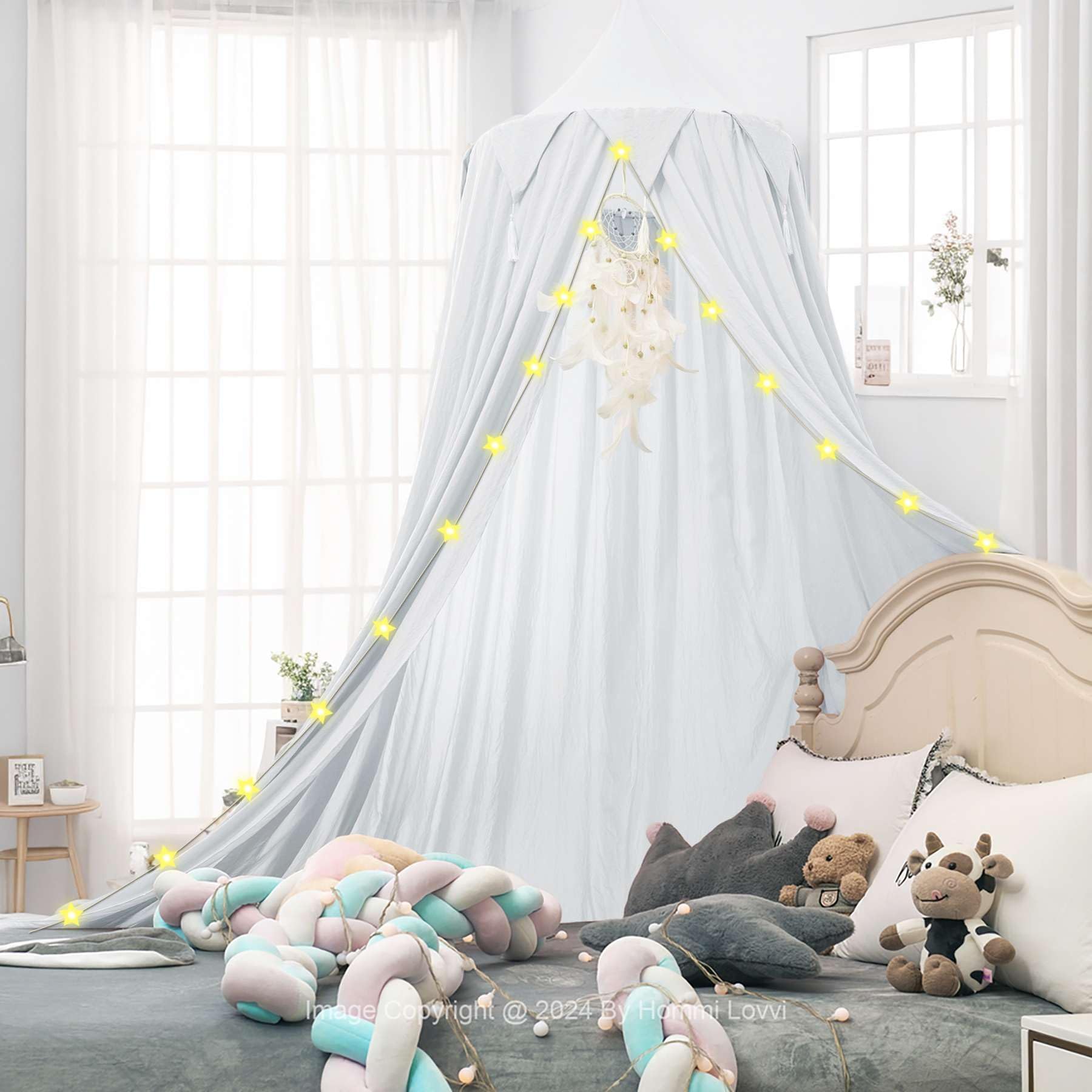 Amazon.com: Zeke and Zoey Soft White Hanging Bed Canopy for Girls Bed ...