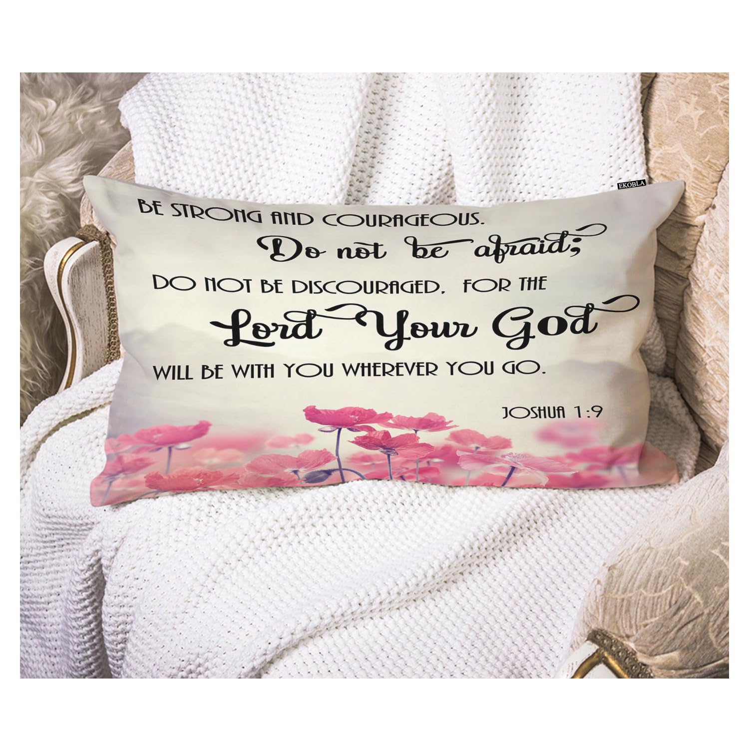 Amazon.com: EKOBLA Decorative Cushion Cover Christian Bible Verses ...