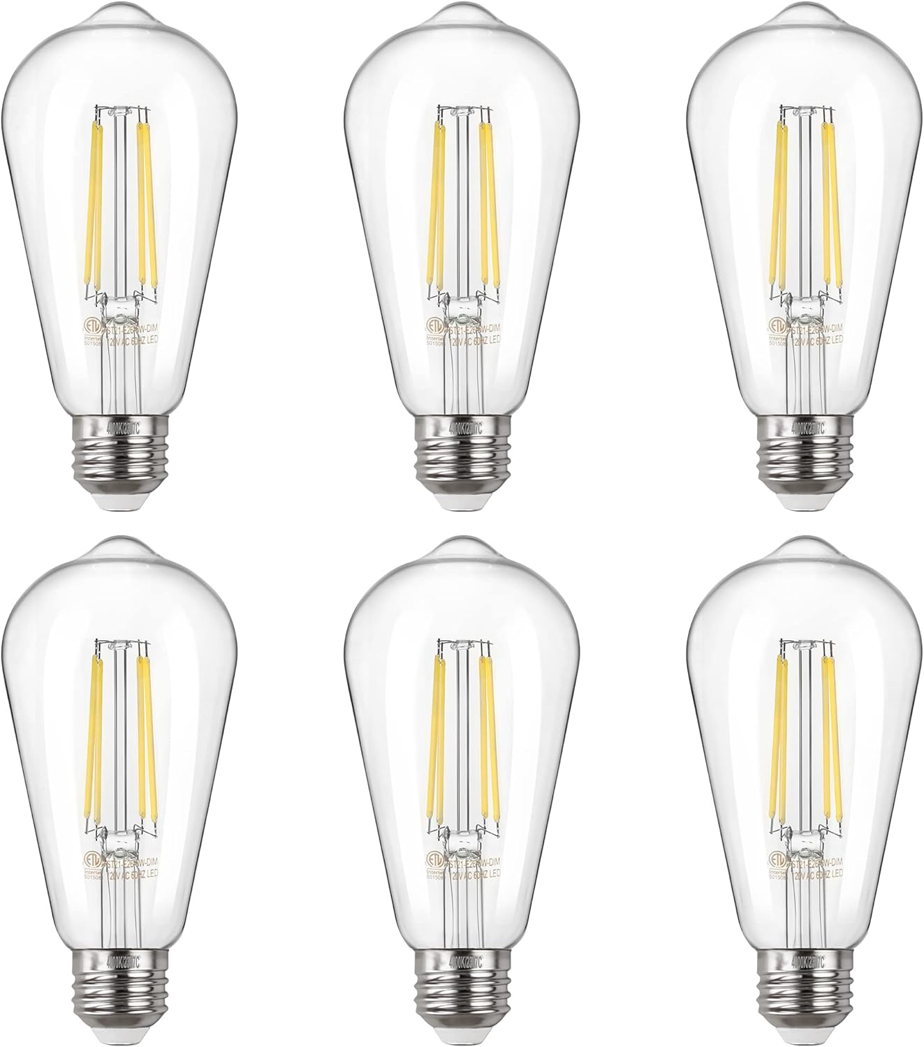 TOPKDA Vintage LED Edison Bulb Dimmable 60W Equivalent 700 Lumens, 6W ...
