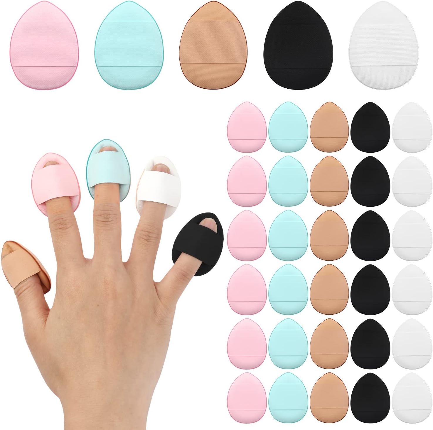 Amazon.com : 35pcs Finger Puff, Mini Finger Powder Puff Finger Makeup ...