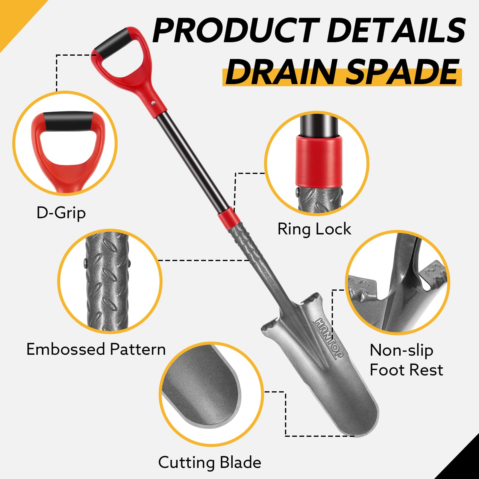 Snapklik.com : HANTOP Shovel Spade Drain Spade Shovel Digging Spade ...