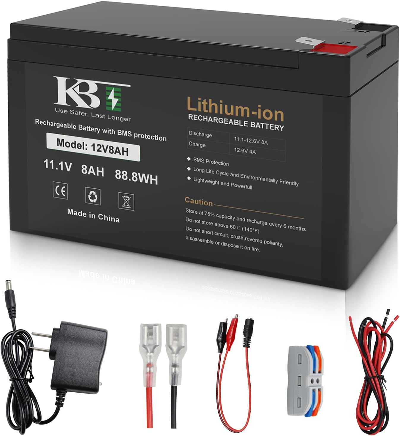 Amazon.com: KBT 12V 8Ah Rechargeable Lithium-ion Replacement Battery ...