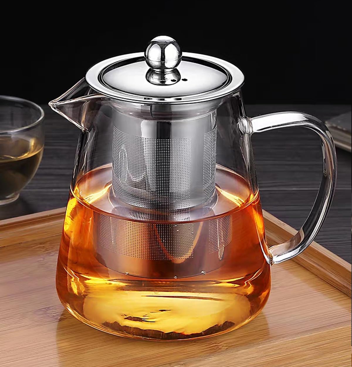 Newraturner Mini Size Glass Teapot Tea Kettle-With Stainless Steel ...