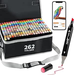 AEDAGA 262 Colours Alcohol Markers with Free App for Colouring, Alcohol ...